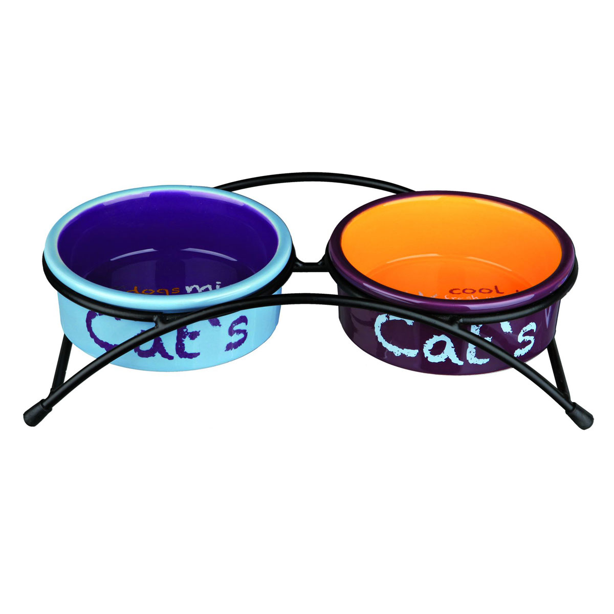 Napf-Set Eat on Feet, Keramik2x0,3 l/Dm. 12cm, hellblau/orange/lila ...