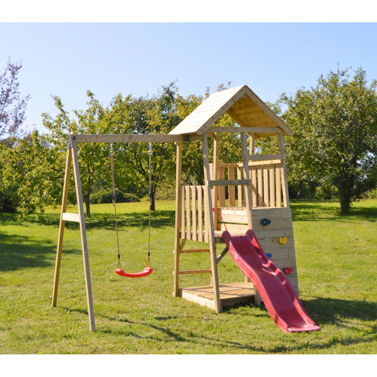 Wendi Toys Spielhaus Panda inkl. Rutsche, Kletterwand und Schaukel ...