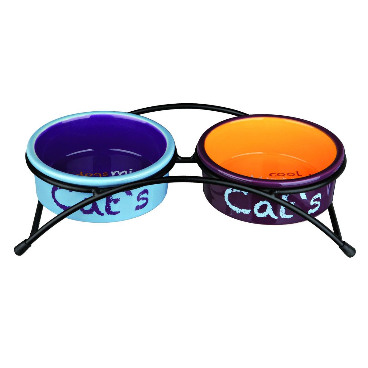 Napf-Set Eat on Feet, Keramik2x0,3 l/Dm. 12cm, hellblau/orange/lila ...
