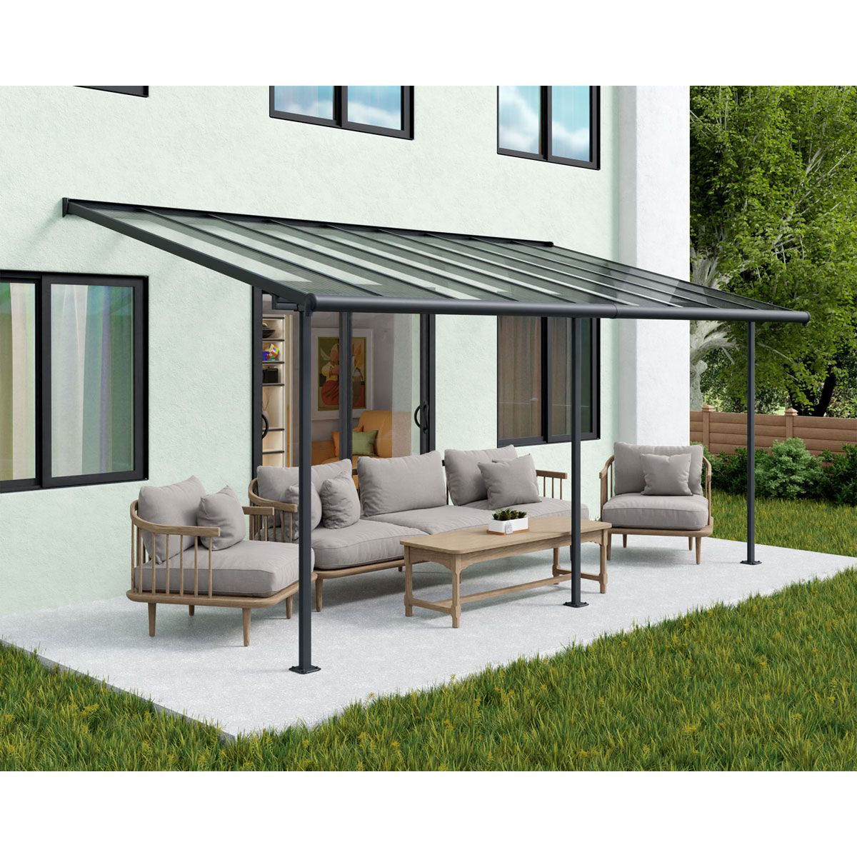 Palram Canopia Sierra Alu Terrassenüberdachung Polycarbonat 3x6 m grau ...