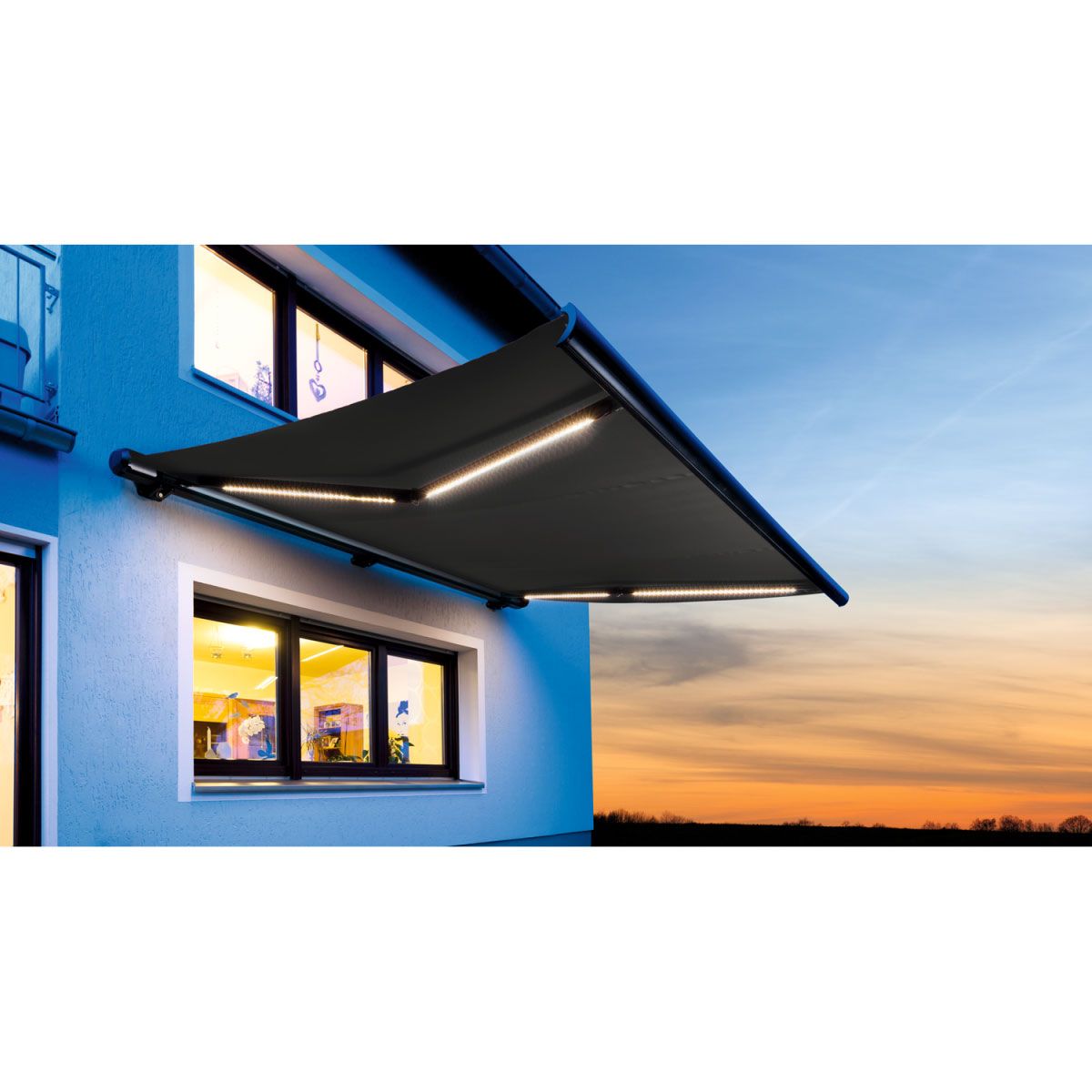 Durabil Vollkassettenmarkise mit LED-Beleuchtung anthrazit 500 x 300 cm ...