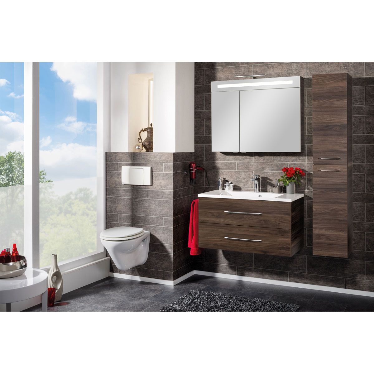 B.Clever LED-Spiegelschrank 90x71x16cm2 Tueren m. Schalter/Steckdose ...