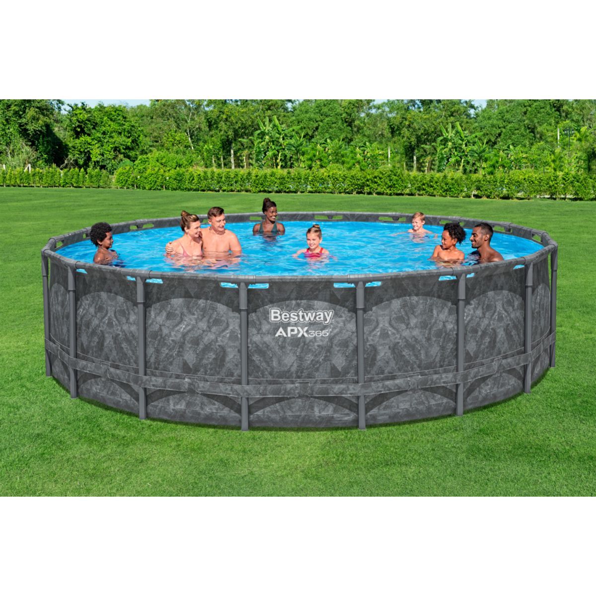 APX365 Winterfestes Frame Pool SetDm.549x132cm, Marmor-Optik rund ...