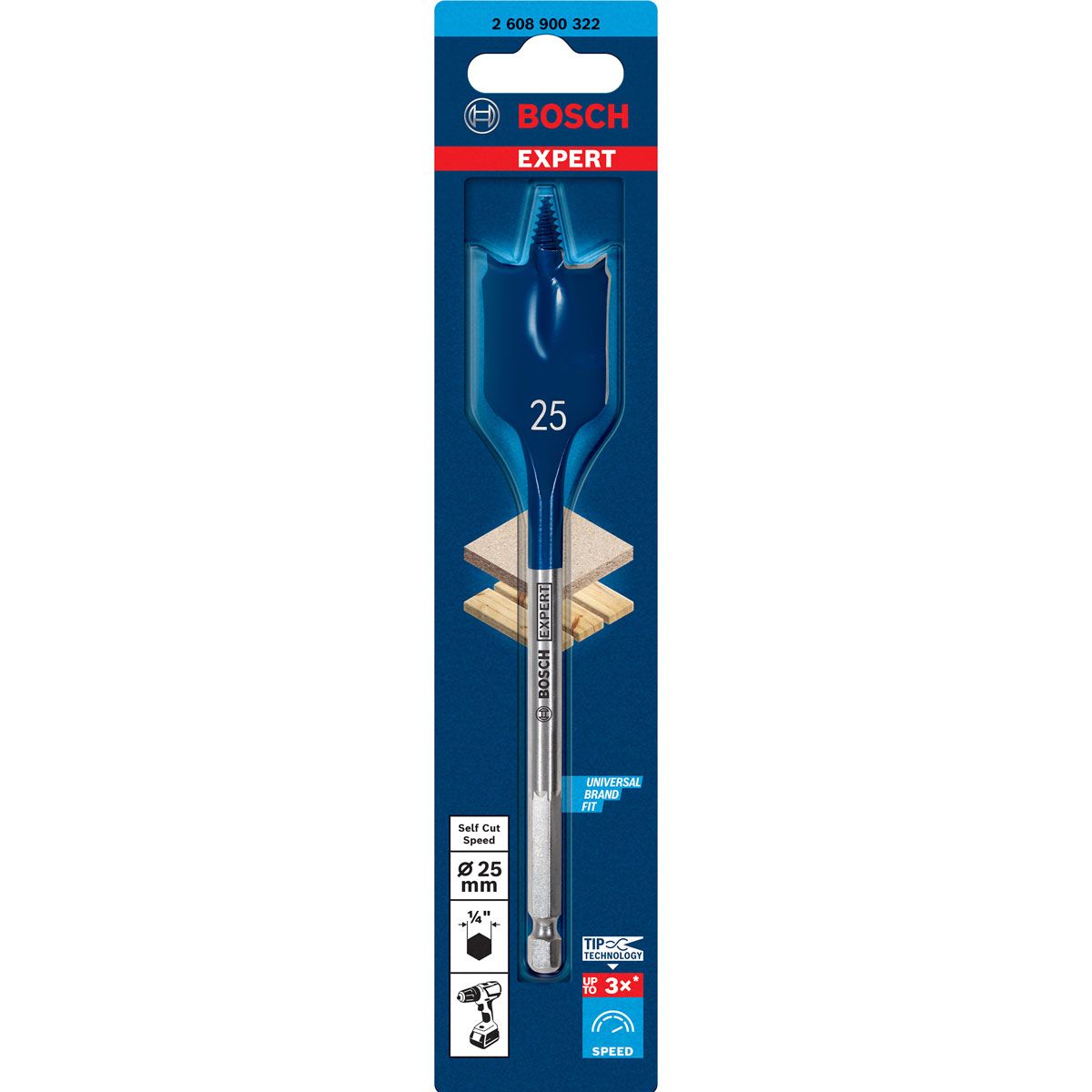 Bosch Professional Expert SelfCut Speed Flachfräsbohrer 25 x 152 mm ...