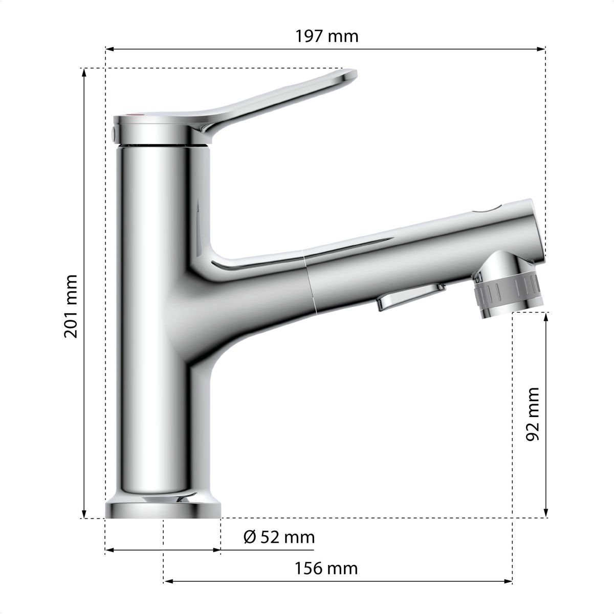 WT-Armatur Variabel chrom Schnellmontageherausziehbare Brause 2 ...