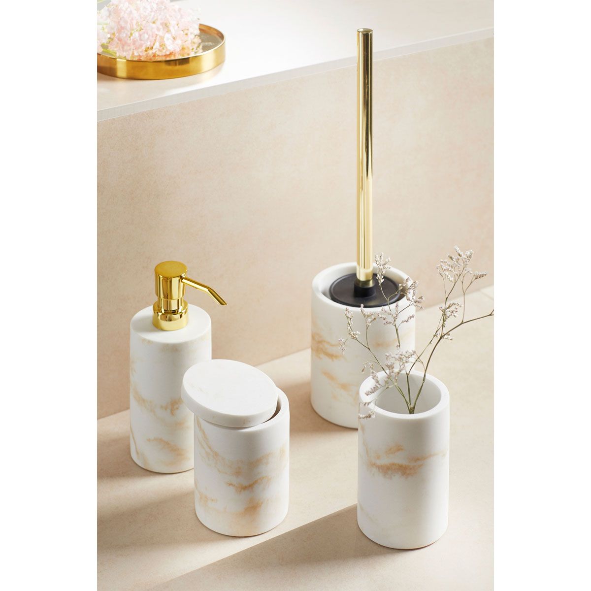 WC-Garnitur Mod. Odos, weiss/gold online kaufen